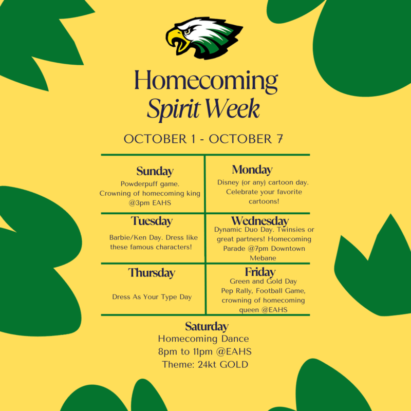 Homecoming Week October 1st to 7th | Eastern Alamance High School